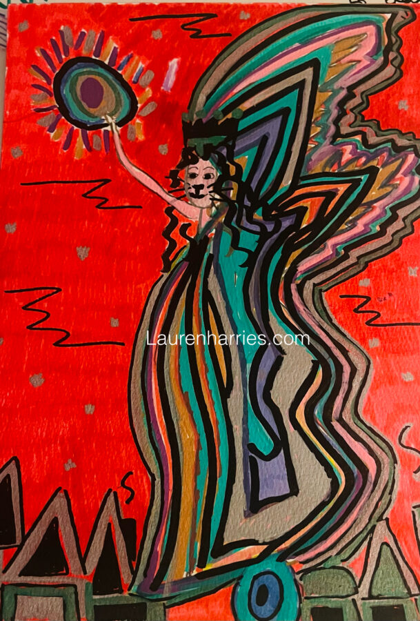 “The cat Flame-Born Guardian” Watercolour – LaurenHarries